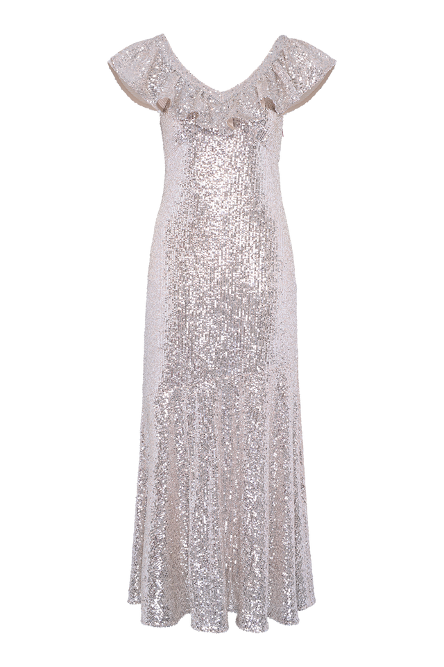 Rex Silver Sequin Maxi Dress – Olivia Rubin