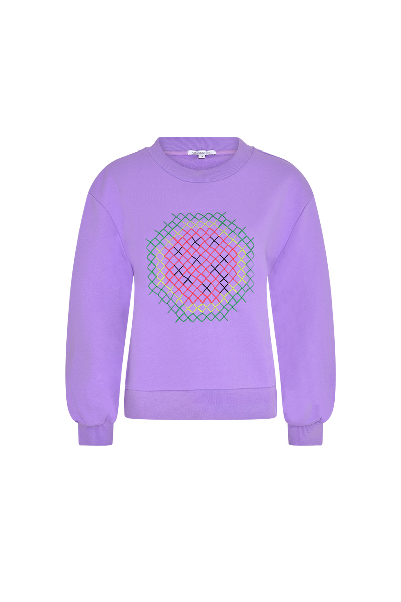 Cecilia Lilac Cross Stitch Sweater SAMPLE – Olivia Rubin
